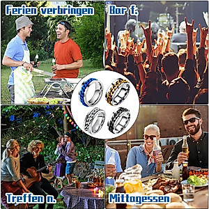 Unisex Beer Ring Bottle Opener Set Chain Rotation Ring Titanium Ring Finger Band for Women Men Jewelry Gift Christmas
