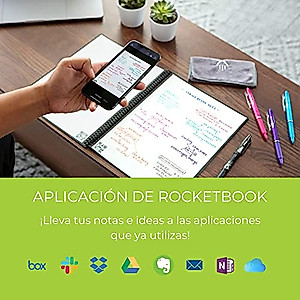 Rocketbook Smart Reusable notebook - Dot Grid Eco-friendly Smart Erasable Notebook Infinity Black Cover (8.5" X 11") With Rocketbook Accessories