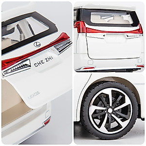 WAKAKAC Alloy Diecast Model Car 1/24 Lexus LM300 Pull Back Collectible Toy Car with Light and Sound Toy Vehicle for Kids Children Gift (White)