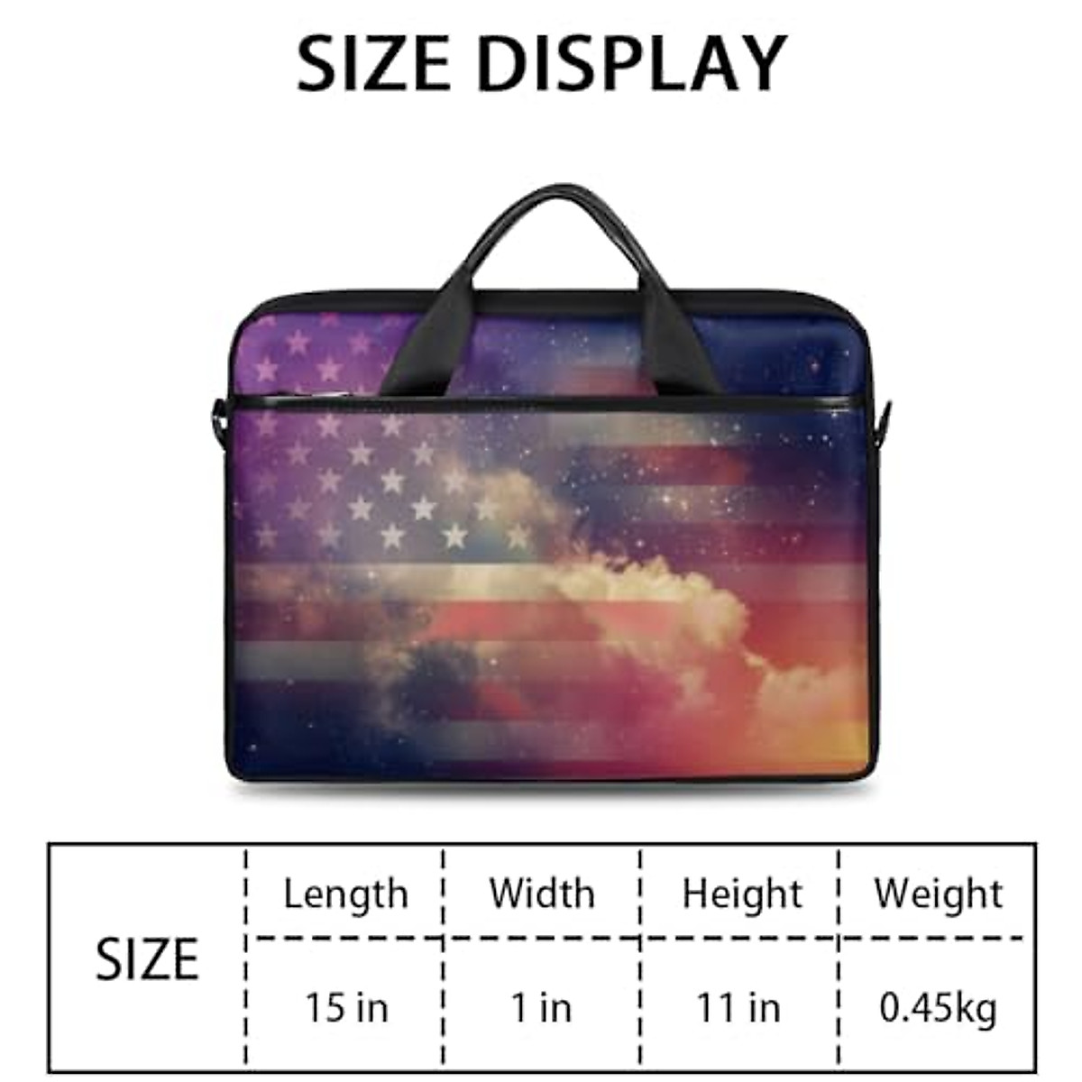 American Flag Night Sky Laptop Computer Bag Waterproof Shoulder Messenger Bag 13-15 inch Durable Laptop Tote Bag with Shoulder Strap Handle Lightweight Crossbody Briefcase