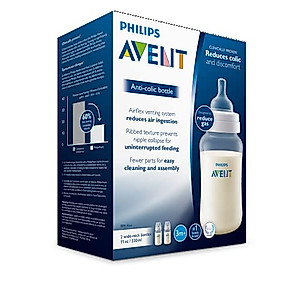 Philips Avent Anti-Colic Baby Bottle 11oz, Clear, Pack of 2, SCF406/24