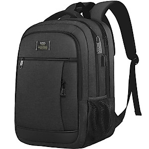 QINOL Travel Laptop Backpack Anti-Theft Work Bookbags With USB Charging Port, Water Resistant 15.6 Inch College Computer Bag for Men Women (Black)