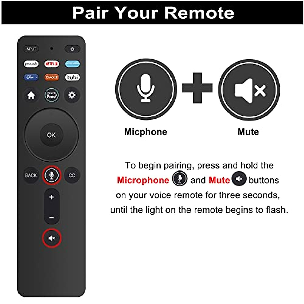 New Replacement Voice Remote Control XRT260 fit for Vizio V-Series Smart TV V756-J03 V756x-J03 V505C-J09 V705-J01 V705x-J03 V705-J03 V755-J04 V435-J01 V505-J01 V505-J09 V555-J01 V585-J01 V706-J03