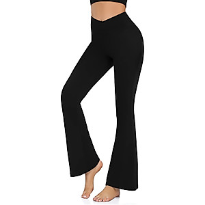 Women’s Bootcut Yoga Pants Tummy Control Flare Leggings High Waist Crossover Lounge Bell Bottom Jazz Dress Baseball Pants