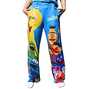BRIEF INSANITY Sesame Street Adult Lounge Pajama Pants - Comfy, Loose-Fit, Ultra-Soft - Sesame Street Group Sleep Bottoms (Large)