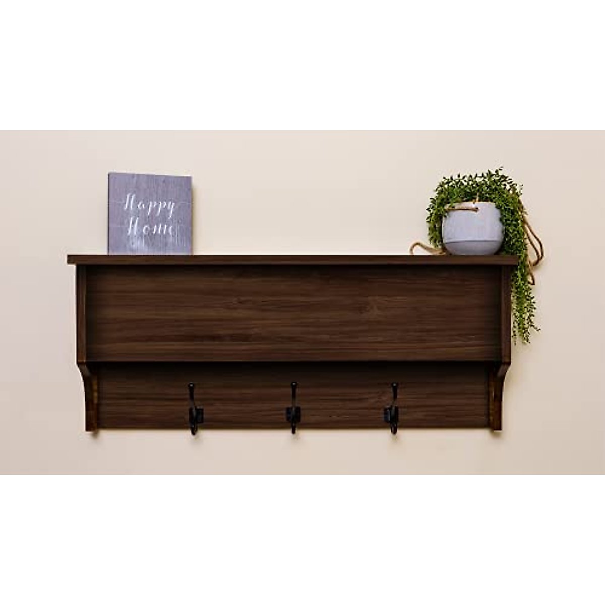 Tactical Traps Rustic Coatrack Hidden Storage with Trap Door | Compact Storage with RFID Lock | Easy Installation | Hidden 2nd Amendment Item Compartment | 36” X 15” X 5 ¾” I Dark Walnut