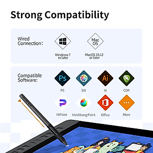 Drawing Tablet with Screen GAOMON PD1561 Drawing Monitor Art Tablet with Adjustable Stand, 10 Shortcut Keys, Tilt Support, Battery-Free Pen, 15.6-inch Graphics Tablet for Mac, Windows PC