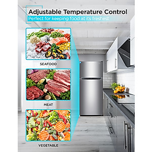 BLACK+DECKER 14.6 Cu. Ft. Top Mount Refrigerator with Freezer, 2 Door Refrigerator with Top Freezer and Adjustable Temperature Control, ENERGY STAR, BR1460HS, Stainless Steel Look