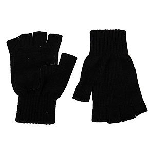 Levi's Men's Knit Fingerless Gloves, Marled Black, One Size