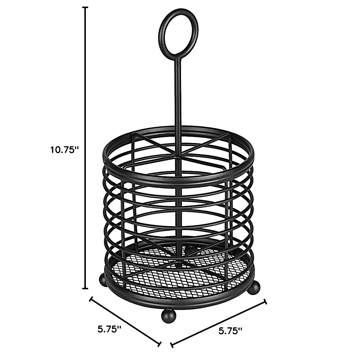 Spectrum Diversified Contempo Caddy Cutlery, Modern Dining Table Décor & Kitchen Organization, Silverware Holder with Handle, Black