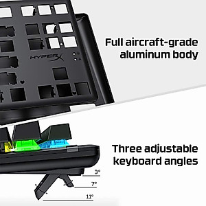 HyperX Alloy Origins - Mechanical Gaming Keyboard, Software-Controlled Light & Macro Customization, Compact Form Factor, RGB LED Backlit - Clicky HyperX Blue Switch, Full Size (Renewed)