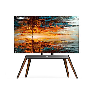 FITUEYES Design Modern TV Stand for 65 70 75 88 inch TV, Floor TV Stand with Cable Management, Easel TV Stand for LCD/LED Flat Curved Screens Wood Iron TV Furniture, Picasso Series