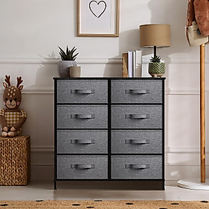 Sorbus Dresser with 8 Drawers - Chest Organizer Unit with Steel Frame Wood Top & Handle Easy Pull Fabric Bins for Clothes - Large Storage Furniture for Bedroom, Hallway, Living Room, Nursery & Closet