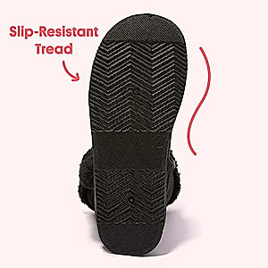 FabKids Girls Winter Mid Calf Snow Boots Warm Faux Fur Lined Non-Slip Fuzzy Shoes for Little Kid Black Size 3