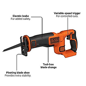 BLACK+DECKER 20V MAX* POWERCONNECT 7/8 in. Cordless Reciprocating Saw (BDCR20B)