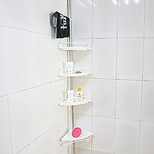 Shower Shelves Rack,4-Tier Bathroom Height 63" -118" Adjustable Telescopic Shower Shelf Shower Corner Rack