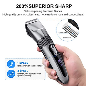 Cordless Hair Clippers for Men, Professional Hair Trimmer, Powerful Hair Grooming Cutting kit, Rechargeable Waterproof Electric Mens Haircut Clipper for Barbers & Home Use with LED Display