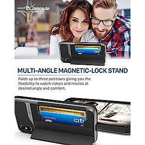 VENA iPhone Xs Max Wallet Case, vCommute (Military Grade Drop Protection) Flip Leather Cover Card Slot Holder with Kickstand Designed for Apple iPhone Xs Max - Space Gray