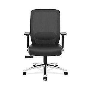 HON Exposure Task Mesh High-Back Computer Chair with Leather Seat for Office Desk, Black (HVL721)