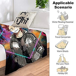 My Hero Academia Blanket Eijiro Kirishima Handsome Blankets and Throws Hypoallergenic Cartoon Blankets and Throws for Camping Outdoor Car Farmhouse 60x50 in