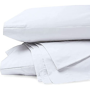 Purity Home 300 Thread Count Organic 100% Cotton Percale Sheet Set, Full White with Elasticized Deep Pockets Eco-Friendly & Breathable, Cooling Bed Sheets, 4 Piece Bedding Sheets Full Size Bed