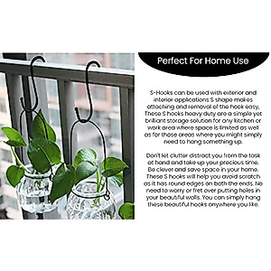 WHITECLOUDZ 30 Pack Black S Hooks for Hanging Plants, Metal Hooks for Hanging, S Hooks for Hanging Heavy Duty, Durable S Shaped Kitchen Hooks for Kitchenware, Pots, Utensils, Clothes & Bags