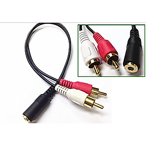 CERRXIAN 0.2m Gold 3.5mm Female Stereo Jack to 2 RCA Plug AUX Auxiliary Headphone Adapter Audio Y Cable(Black)(2-Pack)