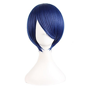 MapofBeauty 12 Inches/30 cm Short Straight Cosplay Costume Wig Party Wig (Mixed Blue)
