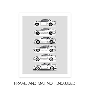Idea Network History of Nissan Skyline GT-R Generations Print (Wall Art Handmade of the History Evolution Skyline KPGC10, KPGC110, R32, R33, R34, R35) (8x10" Print (Unframed), Satin Paper)
