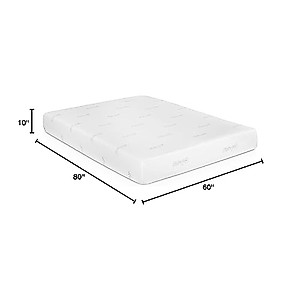 Furinno Angeland Luxury III Gel Infused Memory Foam Mattress/CertiPUR-US Certified/Pressure Relieving/Hypoallergenic, 10-Inch, Queen,White