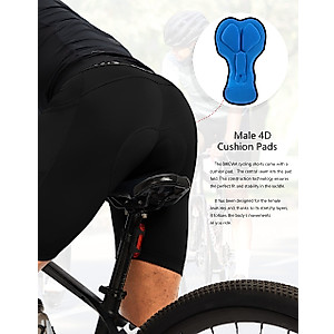 Men's 4D Padded Bike Shorts Cycling Underwear Biking Bicycle Road Riding Cycle Biker Padding Shorts for Men Side Pockets(Black,XL)