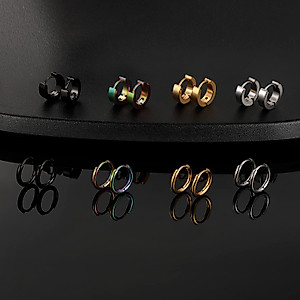 8 Pairs 316L Surgical Stainless Steel Huggie Earrings Hoop Earrings for Women Small Chunky Hoop Earrings Set for Women Men