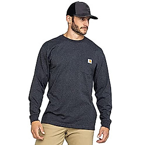 Carhartt Men's Loose Fit Heavyweight Long-Sleeve Pocket T-Shirt, Carbon Heather, REG-M