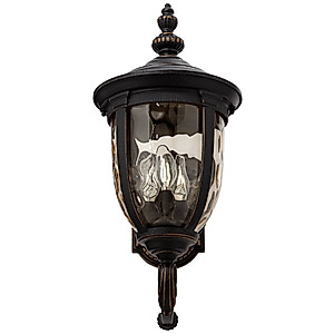 John Timberland Bellagio European Outdoor Wall Light Fixture Sconce Bronze Aluminum 21" Hammered Glass Decor for Exterior House Porch Patio Outside Deck Garage Yard Front Door Garden Home