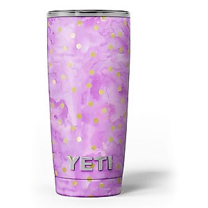 Design Skinz Gold Polka Dots Over Grungy Pink Surface - Skin Decal Vinyl Wrap Kit Compatible with The Yeti Rambler Cooler Tumbler Cups