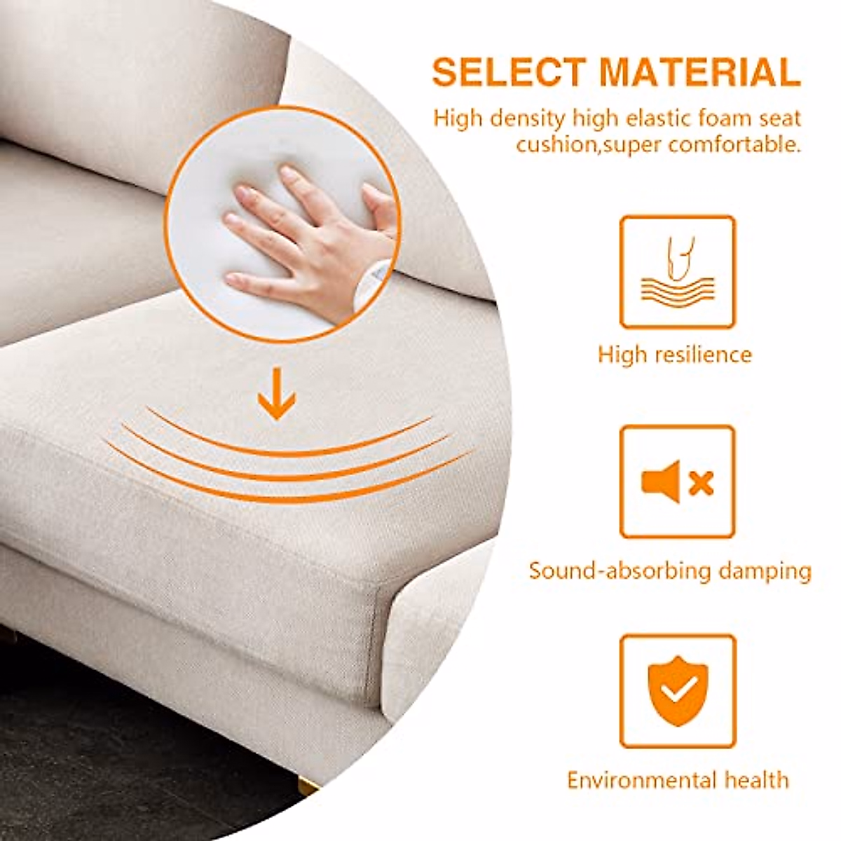 Eafurn Modular Sectional Reversible Chaise Lounge and Moveable Ottoman,Free Combination L Shaped Convertible, 3 Seat Upholstered Sofa & Couch for Living Room,Office, Beige