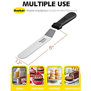 Anaeat Icing Spatula, Professional Cake Angled Offset Spatula with 6" Stainless Steel Blade - Thickened Frosting Knife with Durable Plastic Handle for Cake Decorating, Pastry & Baking