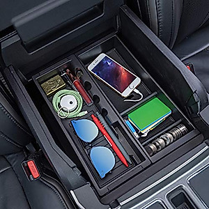 PIMCAR Compatible with Ford 2015-2020 F150, 2017-2022 F250 F350 F450, 2018-2022 Expedition Center Console Organizer Insert Tray Pallet Storage Accessories (Work Great with The Factory Tray) - Black