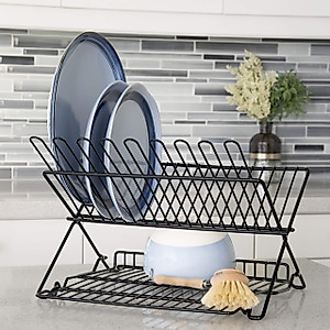 Better Houseware - #1489/E 1489 Large Folding Dish Rack, Black