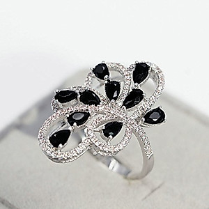 Uloveido Stacking Hawaiian Flower Ring White Gold Plated Cubic Zirconia Party/Anniversary Jewelry Christmas Gifts (Size 9) PJ101