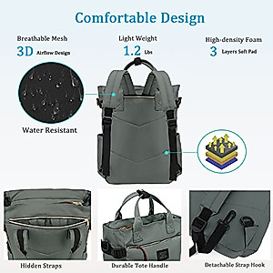 BASICPOWER Backpack Purse for Women Large Diaper Bag Travel Laptop Casual Bookbag Work Shopping Docter Nurse Teacher Bag Light Weight 15.6-in Computer Multifunctional with Tote Handles Grey