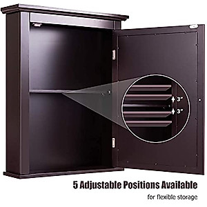 Hysache Bathroom Medicine Cabinets, Wall Mount Mirrored Storage Cabinets w/Single Door & Adjustable Shelf, Multipurpose Wooden Organizer for Hallway Living Room Bedroom