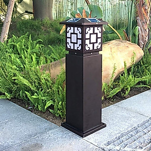 ZMY Vintage Acrylic Lampshade Pillar Lighting Retro Anti-Rust LED Outdoor Column Lamp Waterproof Garden Post Light Lawn Landscape Door Home Park Pathway Illumination