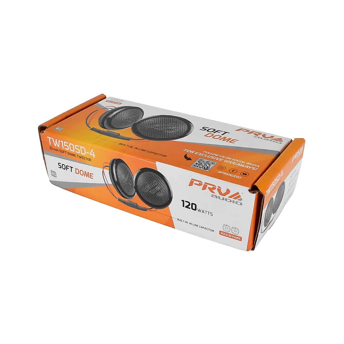 PRV AUDIO Soft Dome Tweeters 240 Watts 4 Ohm TW150SD-4 with Built-in Crossover, 32 mm Silk Dome, Neodymium Magnet for Car Audio and Motorcycle Systems Easy Flush Mount (Pair)