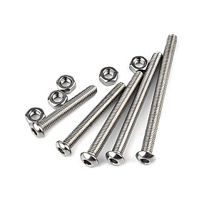 Hamineler 304 Stainless Steel M6 x 80/70/60/50/40mm Metric Hex Socket Button Head Cap Bolts Screws Assortment Set with Nuts Allen Socket Drive