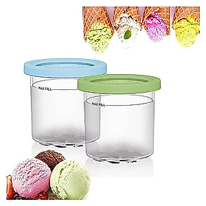UNDR 2/4/6PCS Creami Deluxe Pints, for Ninja Creami Pints and Lids,16 OZ Ice Cream Storage Containers Safe and Leak Proof for NC301 NC300 NC299AM Series Ice Cream Maker,Blue+Green-4PCS