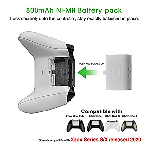 Rii Xbox one Battery Pack White 800mAH (2-Pack) Rechargeable NI-MH for Xbox One S/Xbox One X/Xbox One Elite Wire Charging Cable LED Indicator