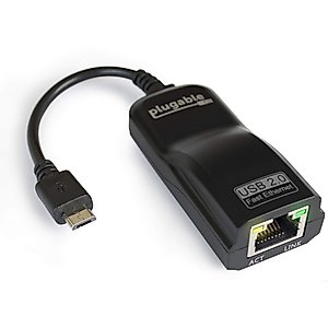 Plugable USB 2.0 OTG Micro-B to 100Mbps Fast Ethernet Adapter Compatible with Windows Tablets, Raspberry Pi Zero, and Some Android Devices (ASIX AX88772A chipset).