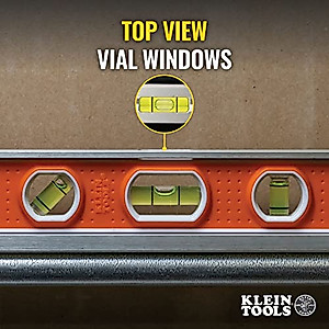 Klein Tools 9319RETT Level, 9-Inch Magnetic Aluminum Torpedo Level with 0/45/90 Degree Vials and V-groove, Tapered Nose