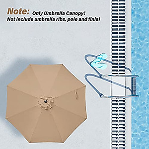 Simple Deluxe 9' Patio Outdoor Table Market Yard Umbrella Replacement Top Cover with 8 Ribs, 9ft Canopy, Tan Canopy